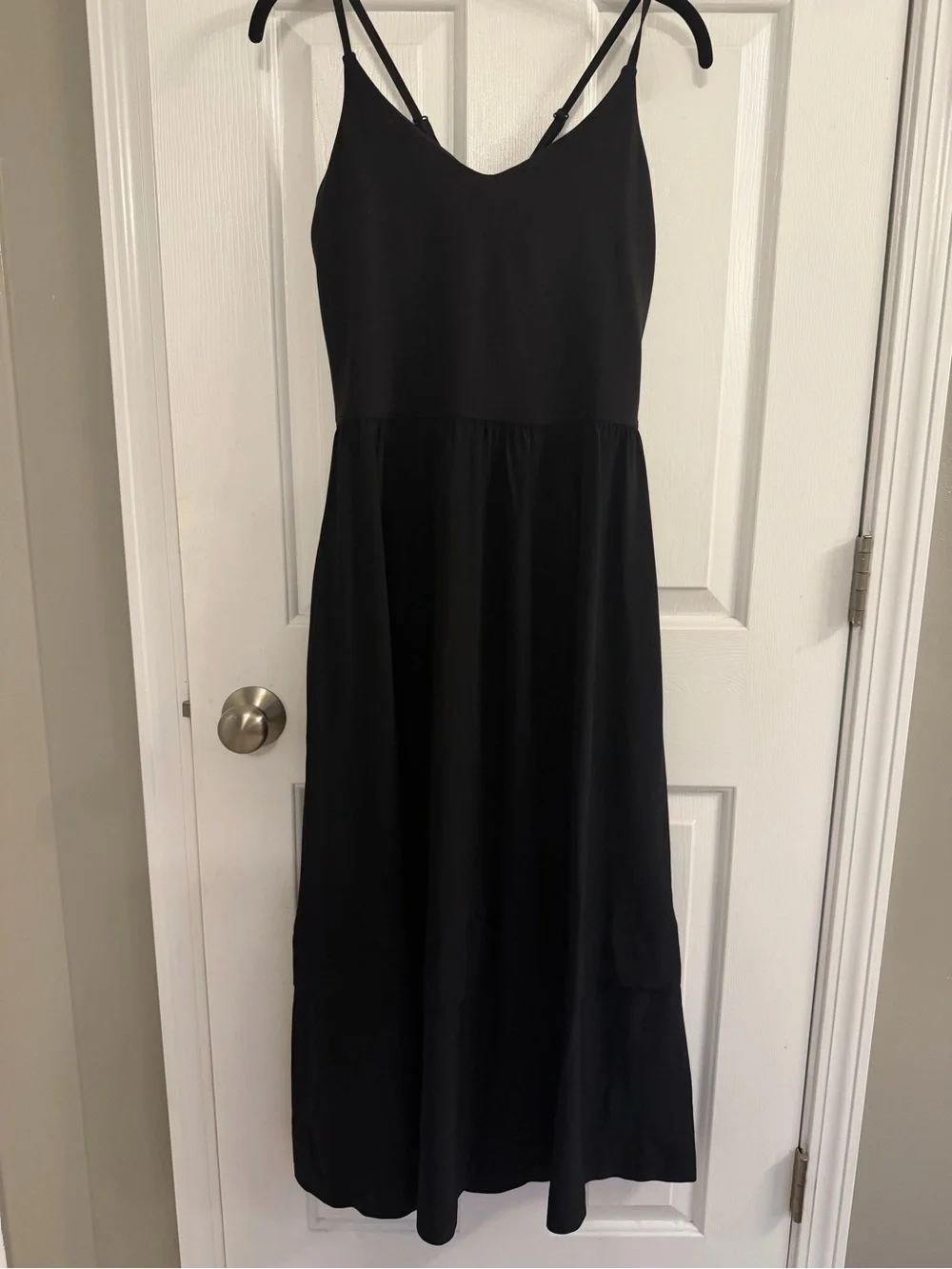 Athleta | Dresses | Athleta Black Strappy Open Back Midi Maxi Dress ...